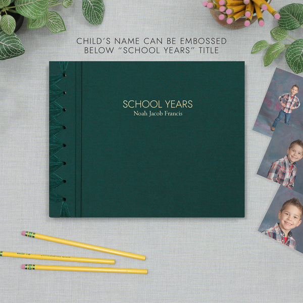 School Years Memory Album with Teal Cotton Cover - Rag & Bone Bindery