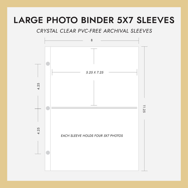 5x7 Large Photo Binder Refill Sleeves (Standard 5x7 Photos) Set Of 10 ...