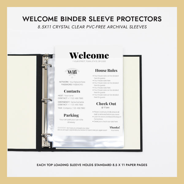 8.5x11 Welcome Binder Sheet Protectors (for 8.5 x 11 Documents) Set Of ...