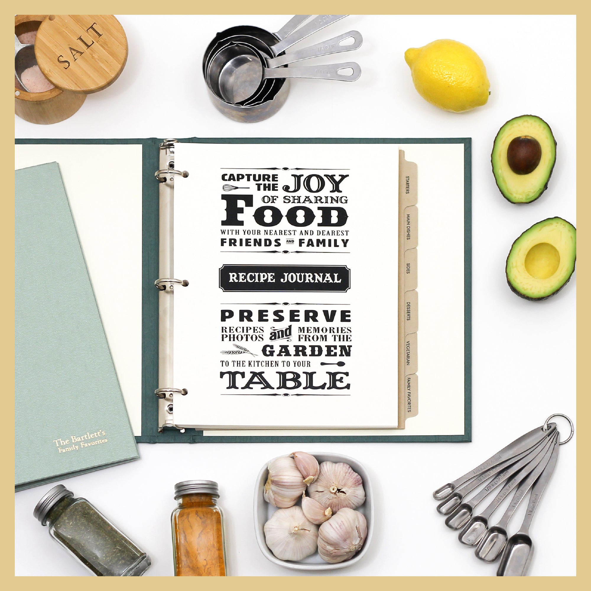 Recipe Journal Embossed with "RECIPES" covered with Natural Linen - Rag ...