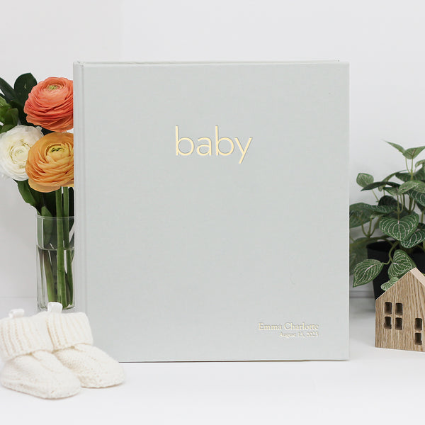 Personalized Baby Memory Binder | Cover: Pastel Blue Cotton | Select Y ...