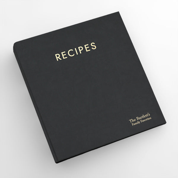 Recipe Journal Embossed with "RECIPES" covered with Vegan Black Leathe ...