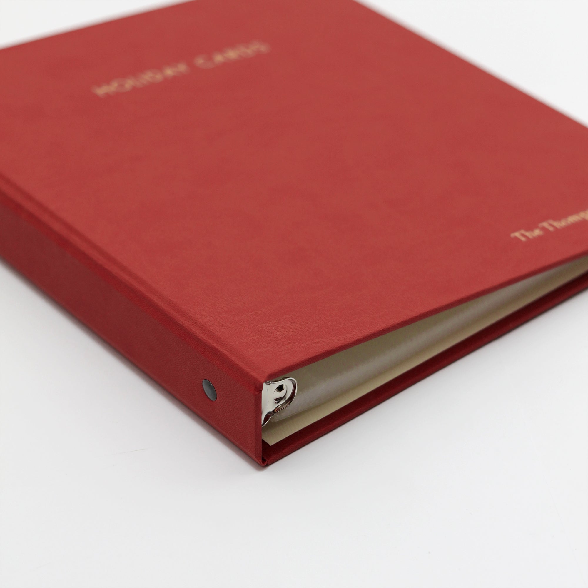 Holiday Card Album | Cover: Red Vegan Leather | Embossed with “Holiday ...
