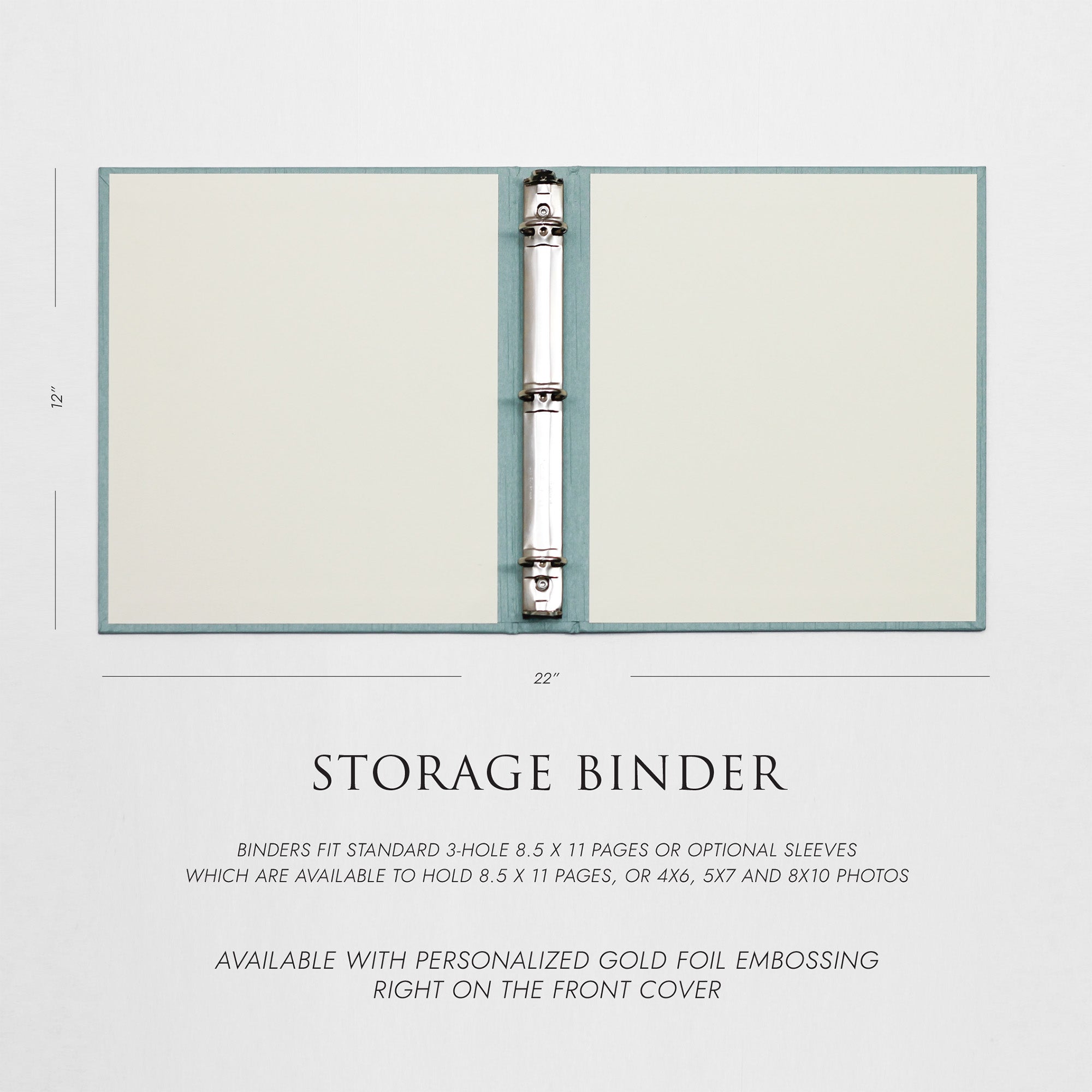 Storage Binder for Photos or Documents with Light Blue Cotton Cover ...